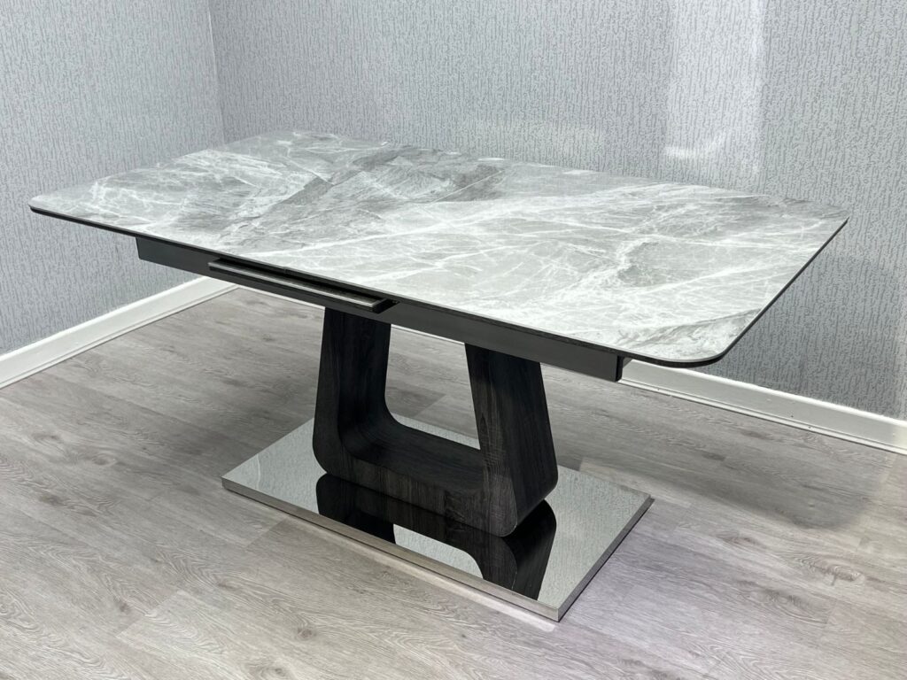 Zermatt Extendable Dining Table (160-200) (Grey Ceramic) with 6 Zermatt ...
